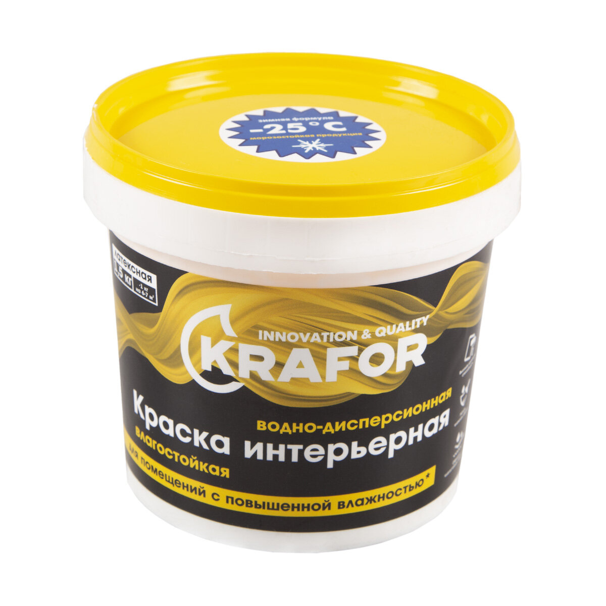 Краска интерьерная Krafor водно-дисперсионная, латексная, влагостойкая, 1.5 кг