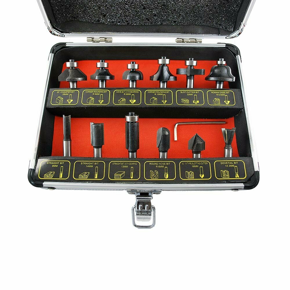Набор фрез по дереву 12 предметов металлическая коробка (S) TORGWIN / T187509