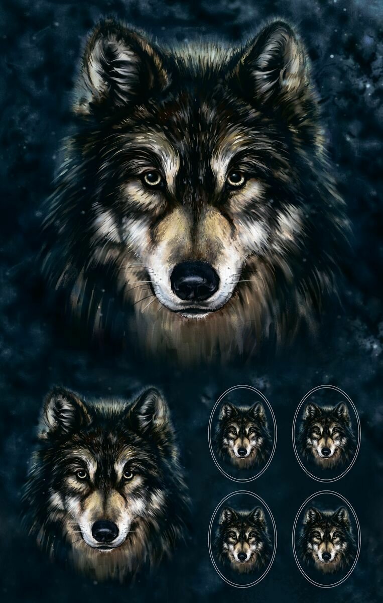 Бумага рисовая для декупажа "Волк в ночи"