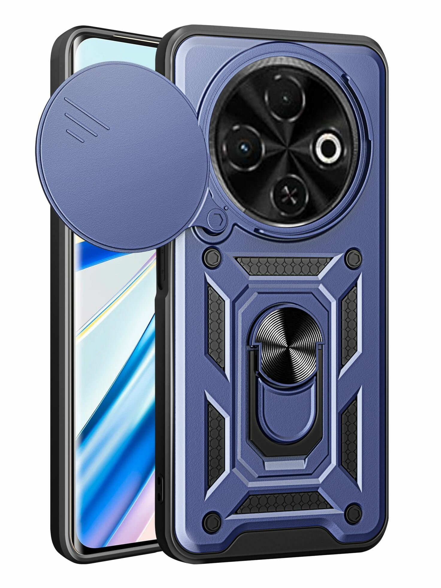 Чехол противоударный armors для Tecno Spark 30C 4G / Техно Спарк 30С 4G с защитой камеры (Темно-синий)