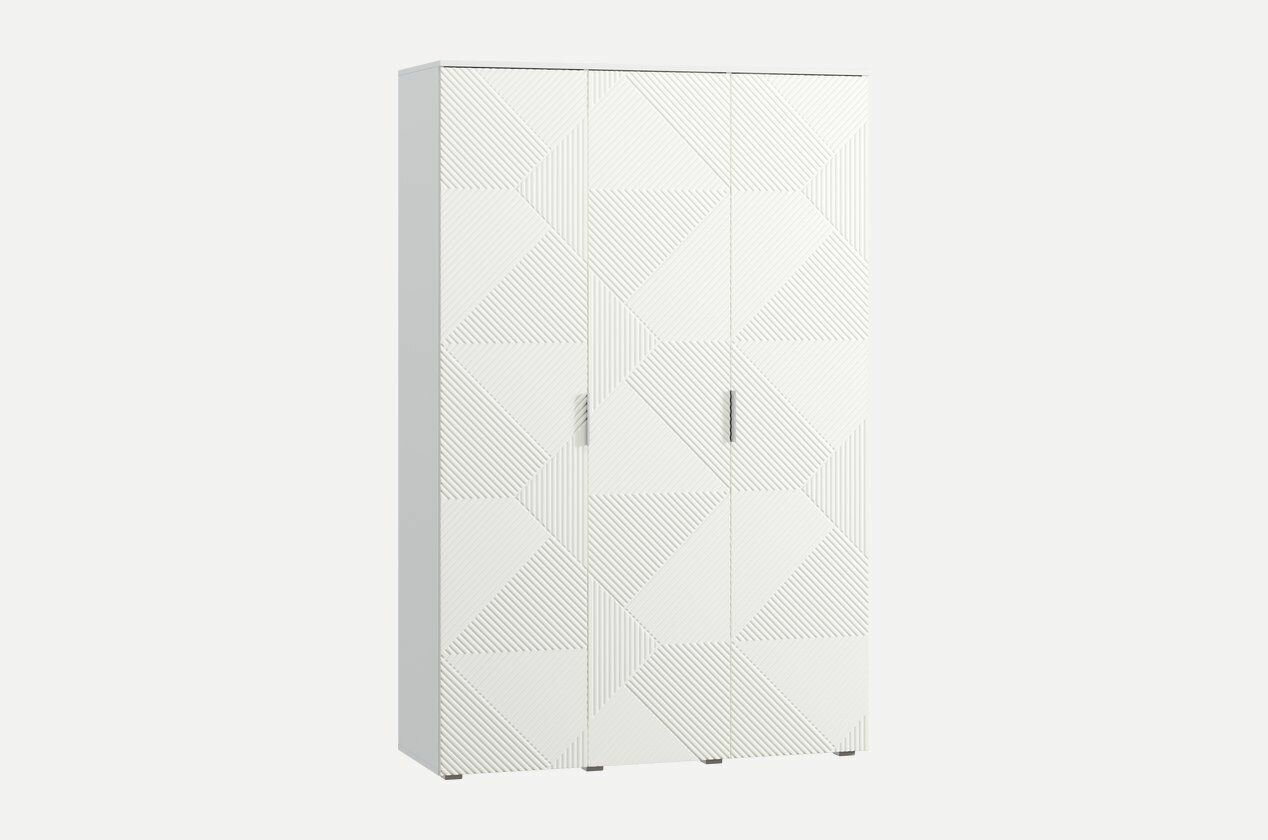 Распашной шкаф для одежды Divan.ru Шелтон-3 Молочный, 137х50х212 см, 3 двери, Молочный