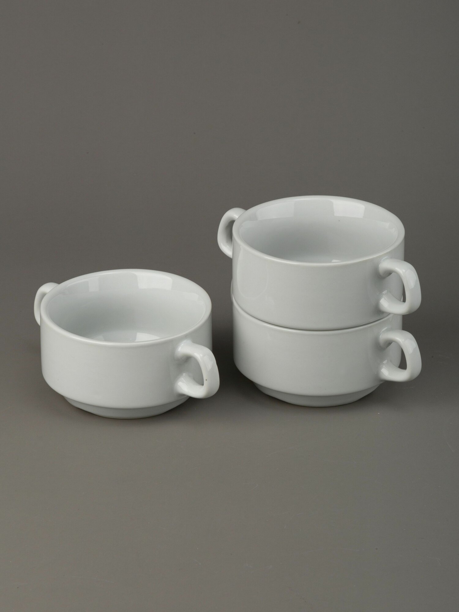 Бульонница 260мл керамическая серая 3 шт