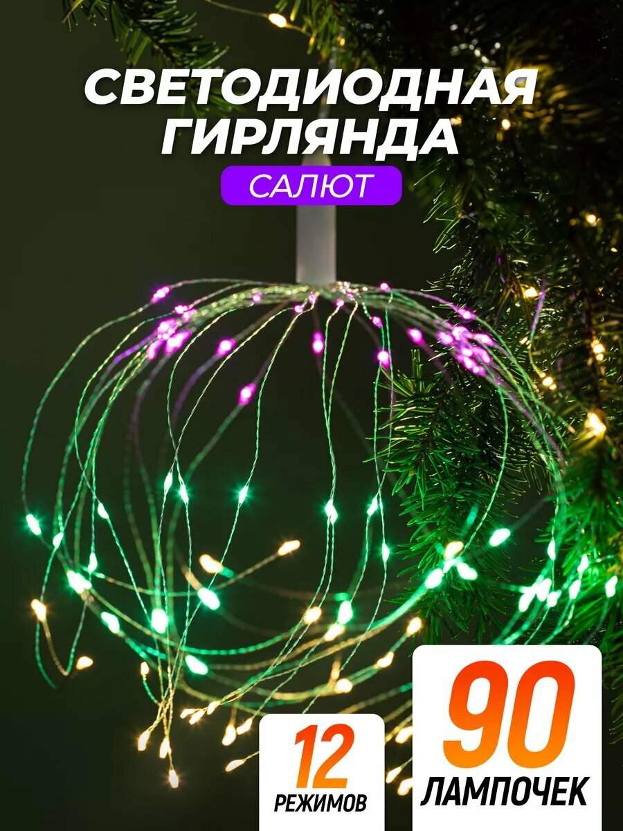 Светодиодная новогодняя гирлянда салют