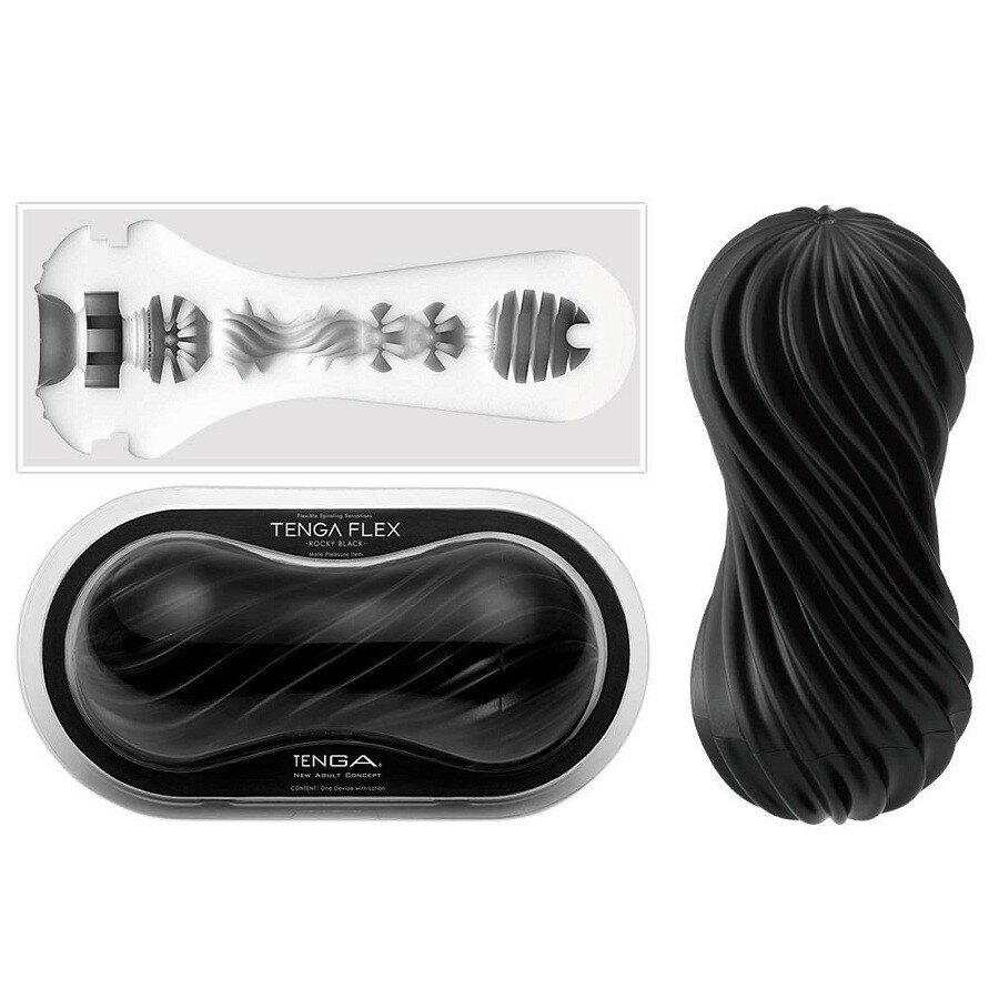 Мастурбатор Tenga «Flex Rocky Black»черный рельефный многоразовый