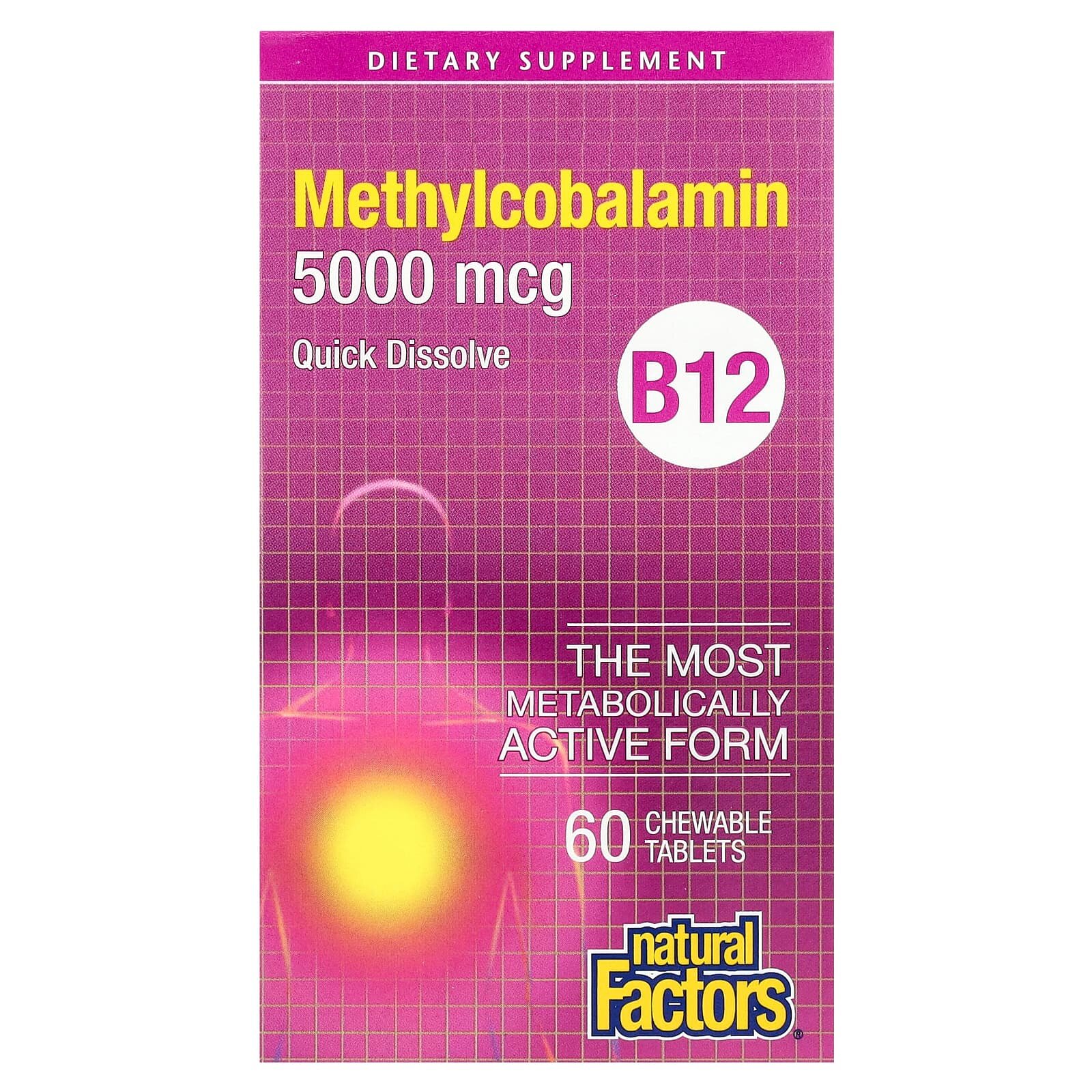 Таблетки Natural Factors Methylcobalamin B12, 5000 мкг, 60 шт.