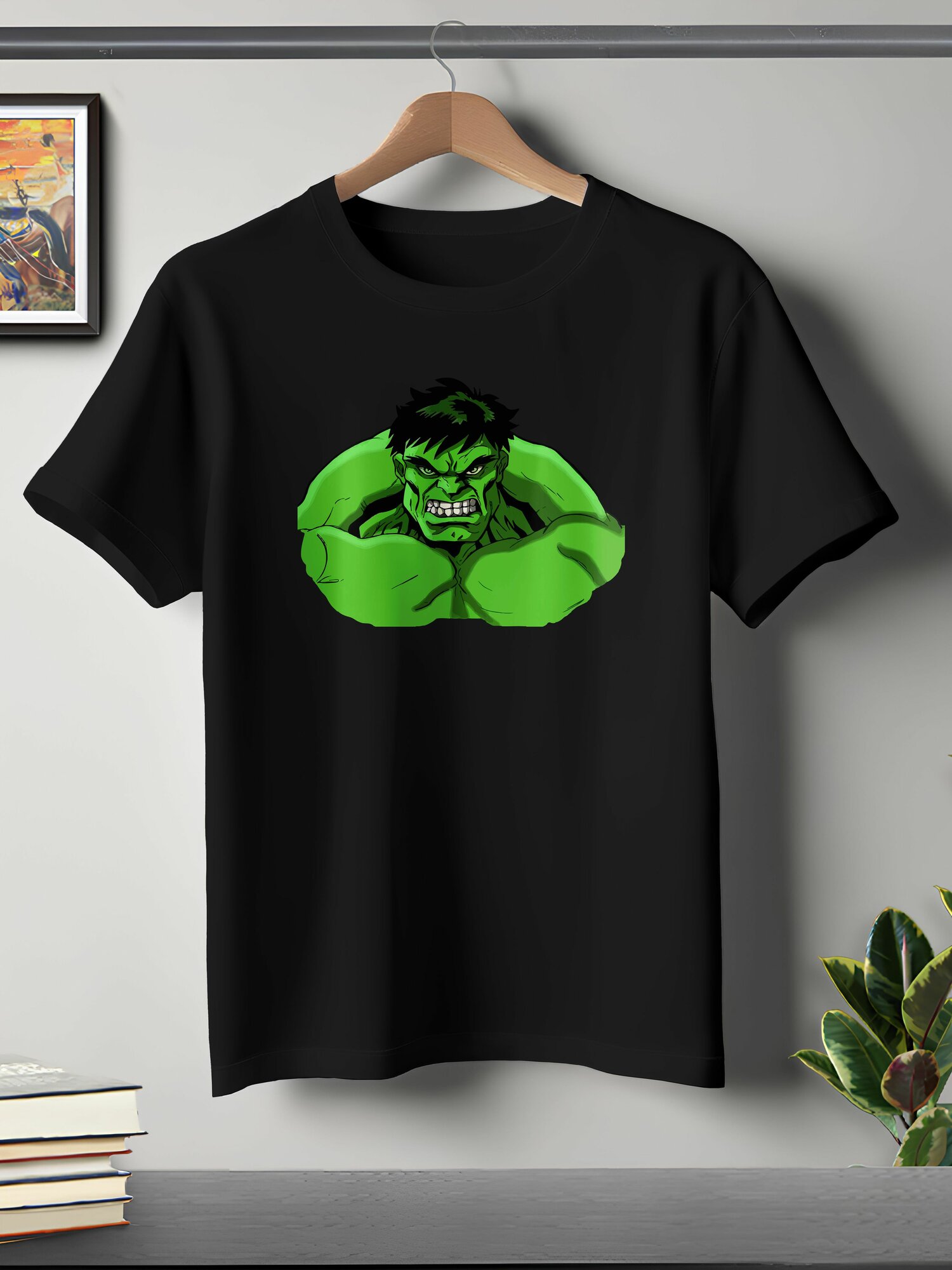 Футболка ONEQ унисекс 48-50 (L) размер с принтом Халк, черная