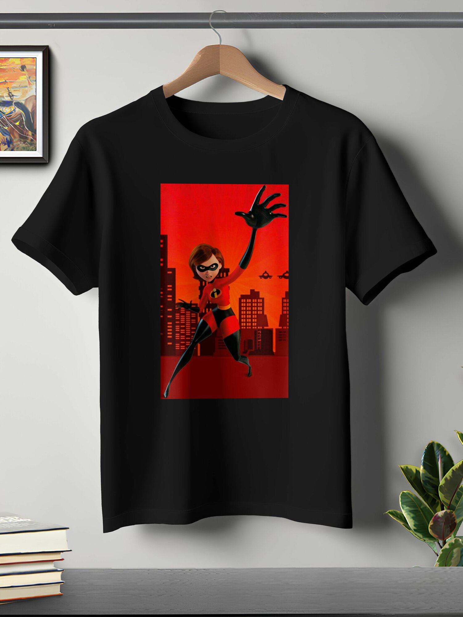 Футболка Детская ONEQ 128 (8-9) размер с принтом Суперсемейка, черная