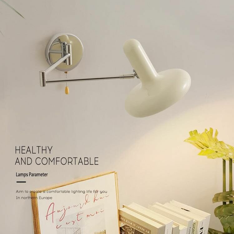Современный креативный художественный бежевый настенный светильник для спальни, прикроватной тумбочки, гостиной, кабинета для чтения, бра с регулируемым углом наклона
