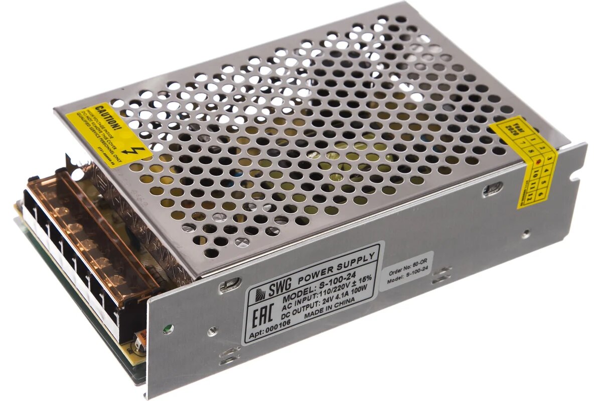 SWG сетевой блок питания 100 Вт, выход 24 В, модель S-100-24, код 00000000106