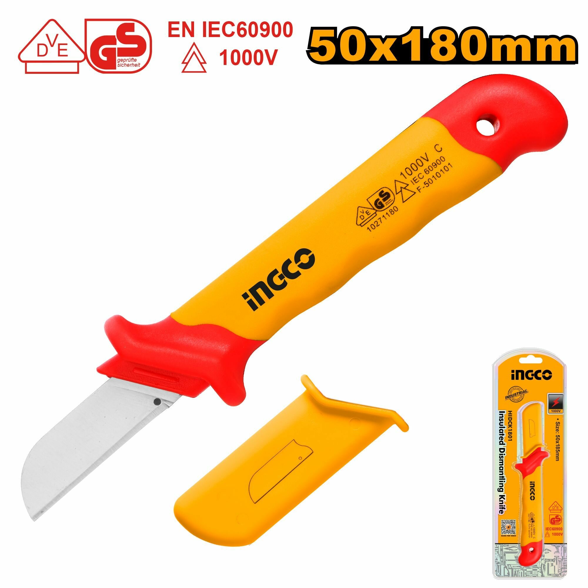 Нож диэлектрический прямой INGCO HICK1801