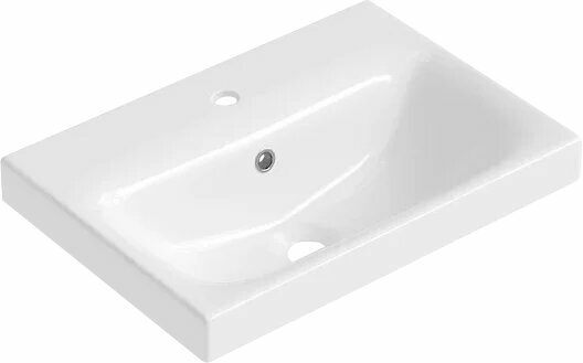 Мебельная раковина IDDIS Optima Home 350 61 фарфоровая, раковина для ванной, со сливом-переливом, белая, прямоугольная