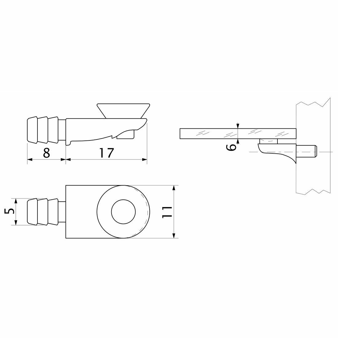 Полкодержатель для стеклянной полки металлический L-003B хром, 20 шт.