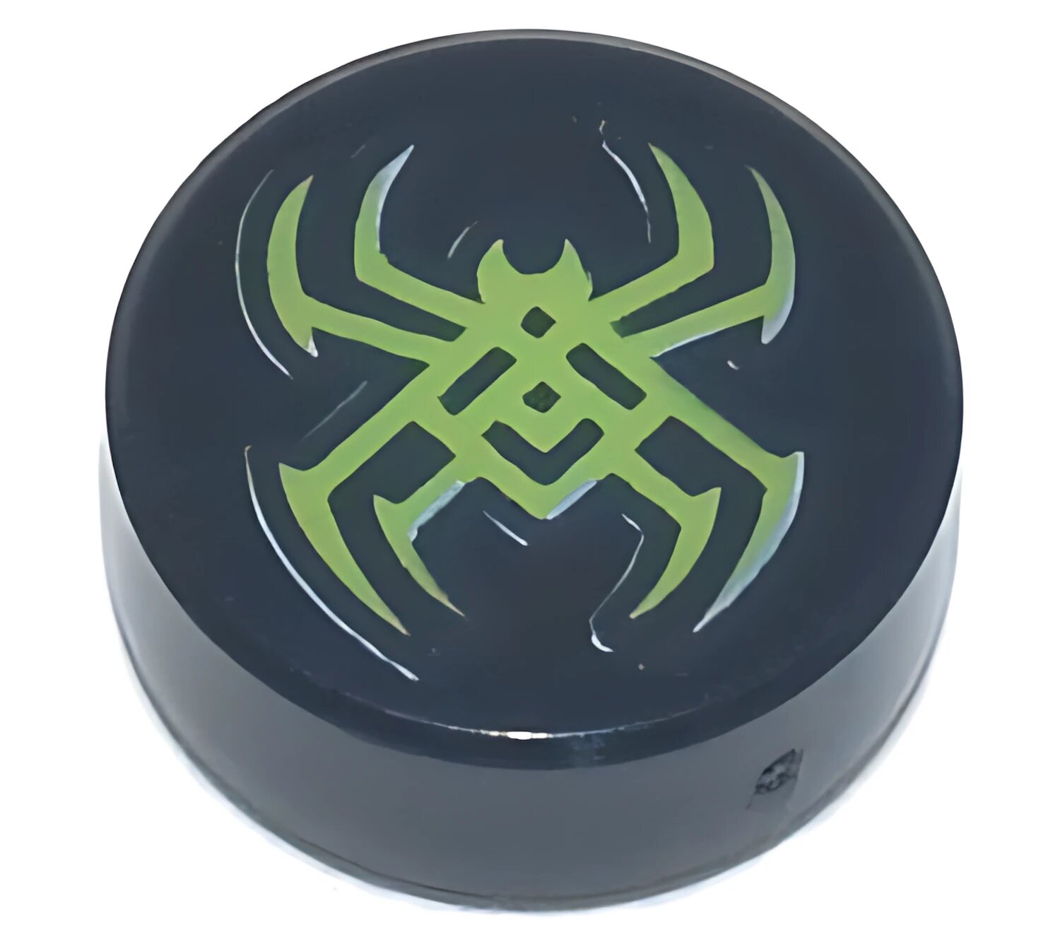 Деталь LEGO Tile, Round 1 x 1 with Lime Spider Pattern 98138pb185 Black U
