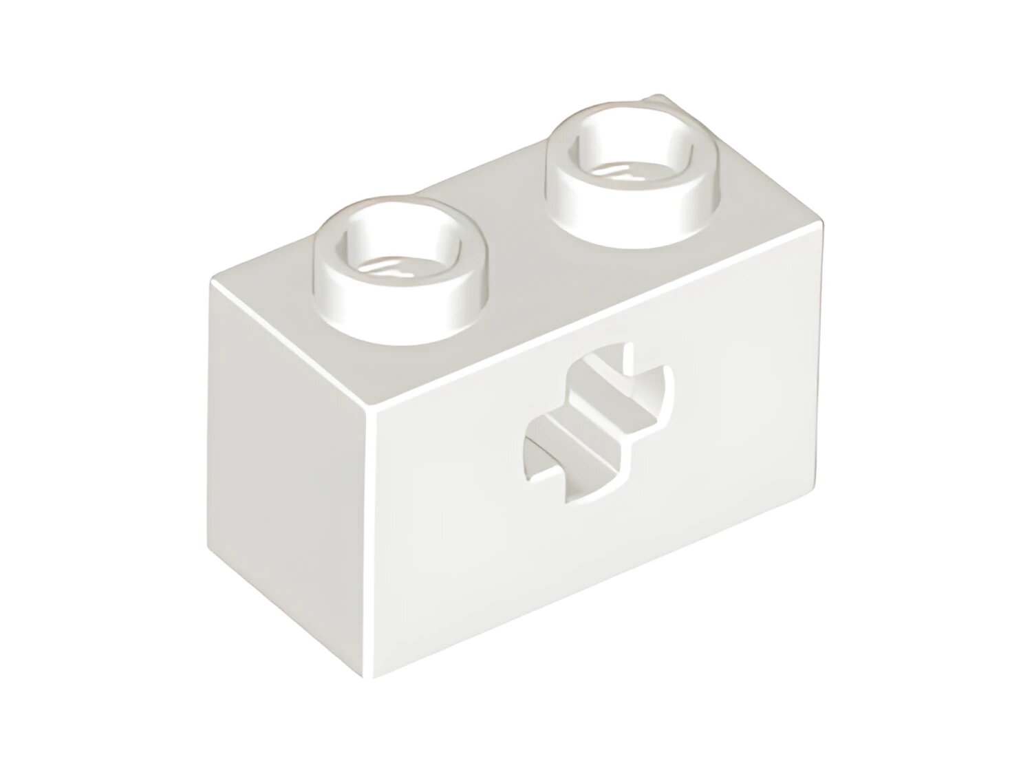 Деталь LEGO Technic, Brick 1 x 2 with Axle Hole 32064 (31493) White U