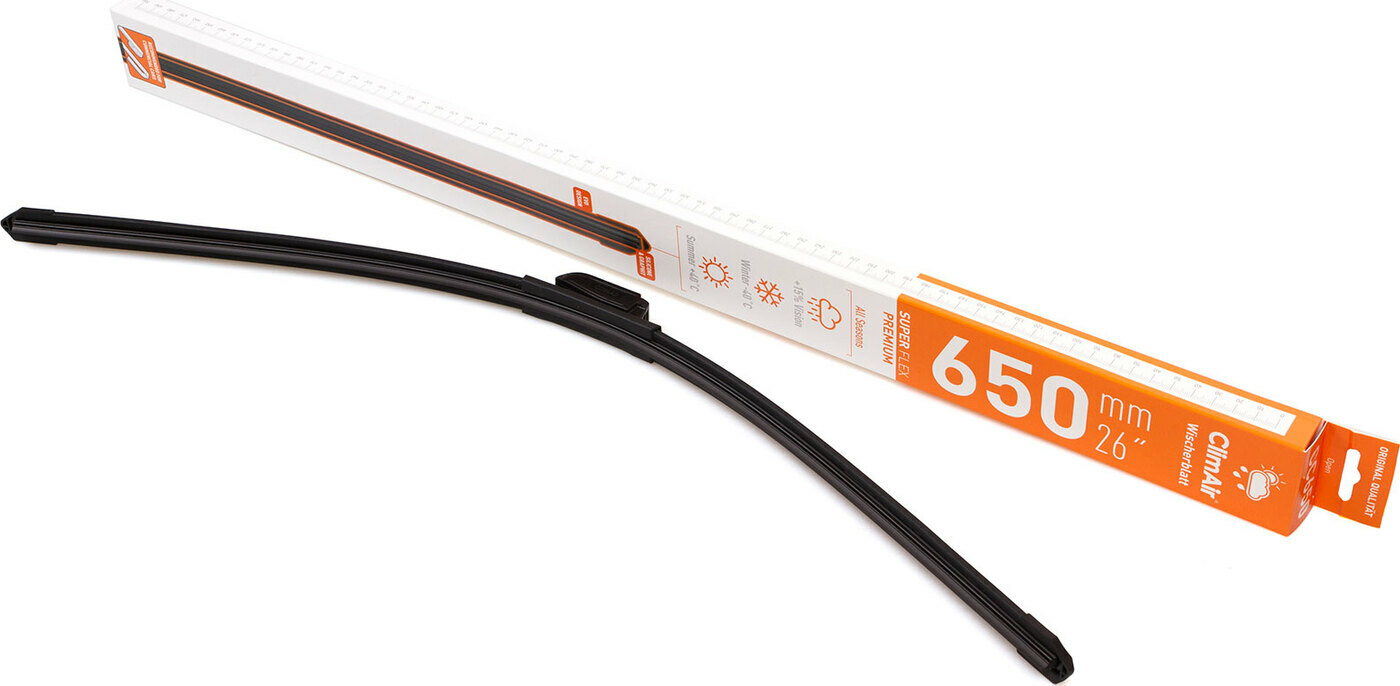 Всесезонная бескаркасная щетка стеклоочистителя (дворник) ClimAir SUPER FLEX PREMIUM 26" (650mm), тип крепления крючок