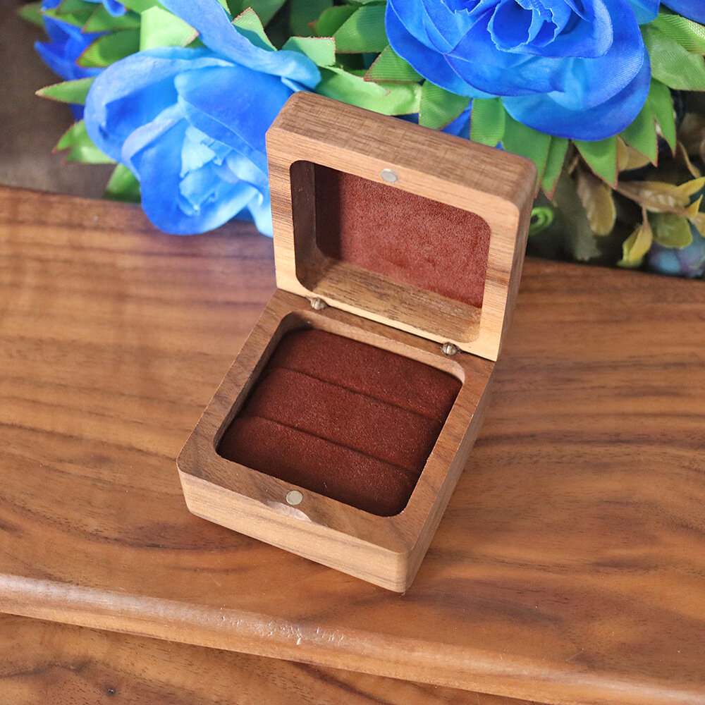 Подарочная коробка RMOHYG, для колец, из черного ореха, с закругленными краями