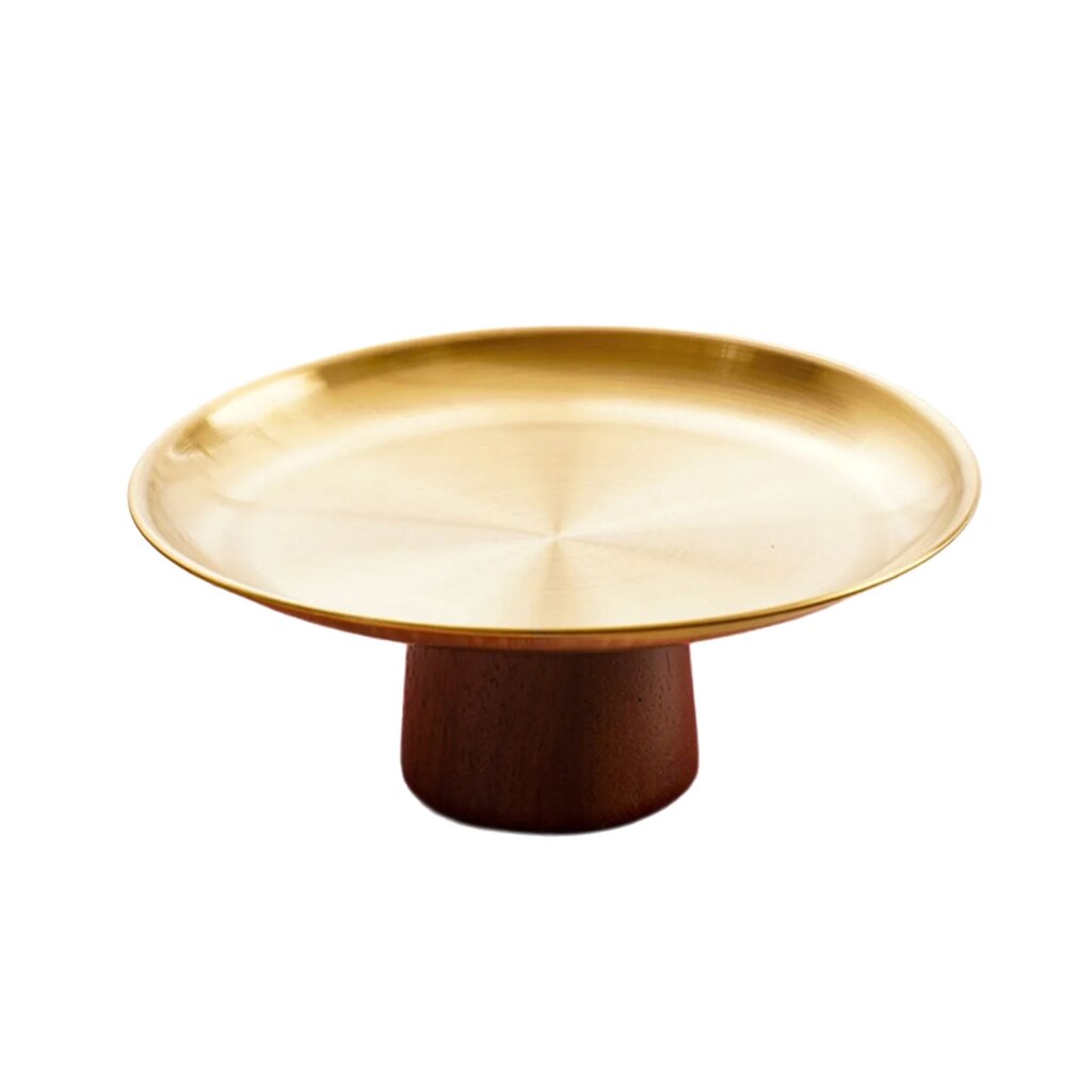 Посуда, Легкий роскошный фруктовница и торт подставка с высоким основанием из дерева - золотая - 20 см