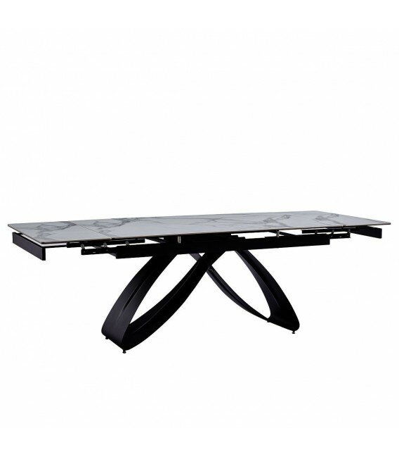 DT888 Стол раскладной Bentley whie, 160-240/90*76, керамич. столеш, основ. металл черный