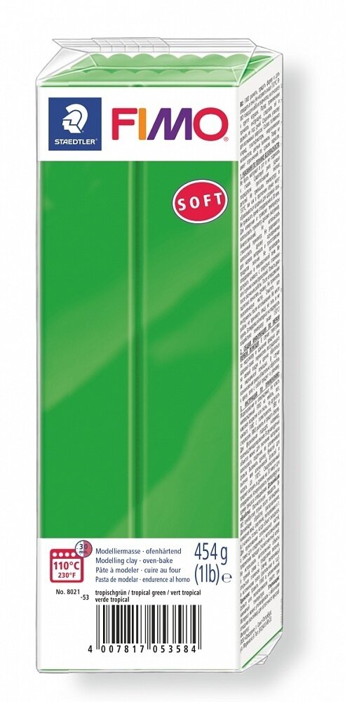 Полимерная глина FIMO Soft, запекаемая в печке, 454 г, цвет тропический зеленый (FIMO8021-53)