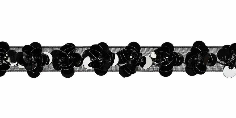 Декоративная лента Floranta "Edelweiss", 20 мм, 5 м, №02, черная