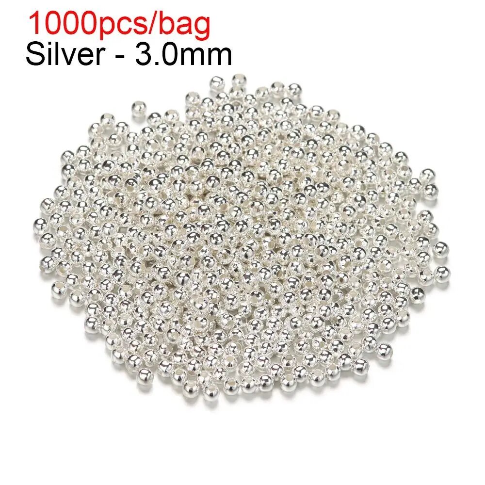 Бусины серебряные 3.0mm 1000шт