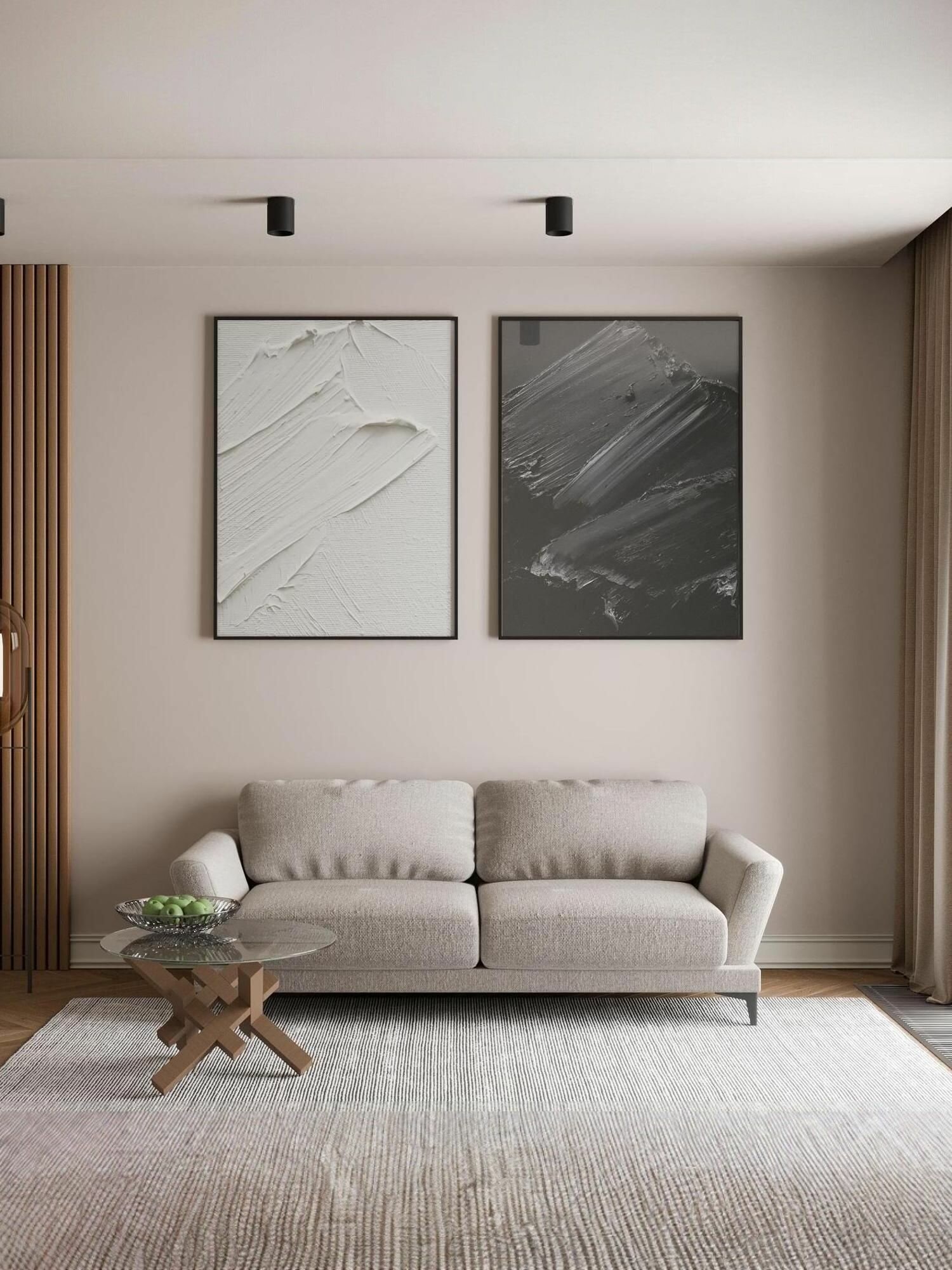 Прямой диван Manons Maison Мейн, механизм Нераскладной, Рогожка молочный, 200х112х64 см