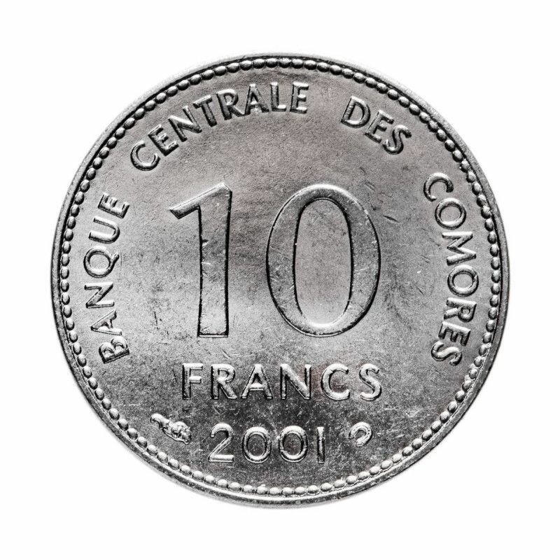 10 франков Коморских островов 2001 года