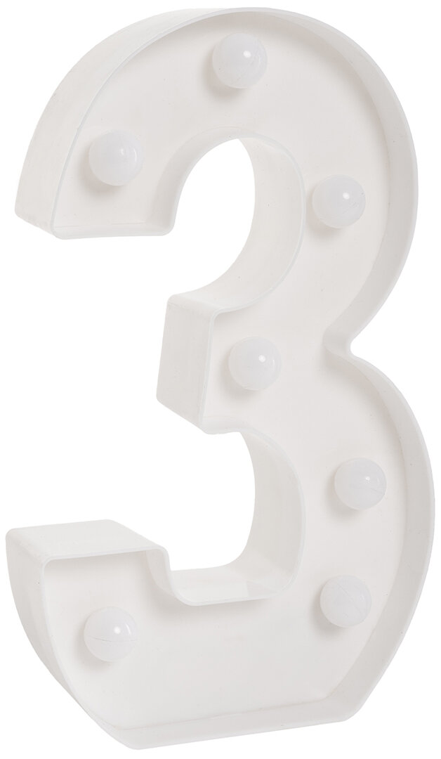 Светодиодная фигура Дон Баллон Цифра 3, 21 см цвет Белый постоянное свечение