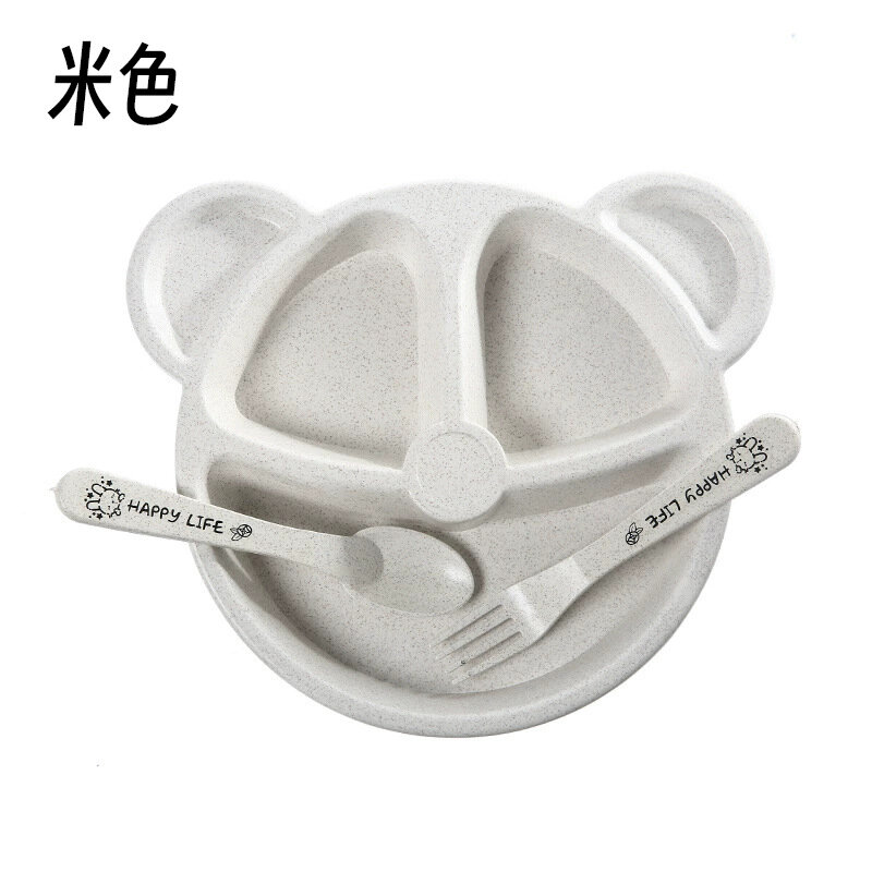 Детская обеденная тарелка, посуда с рисунком медведя из мультика, сетка из пшеничной соломы