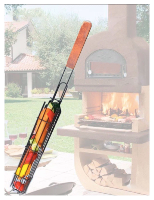 Решетка IBRICO, для овощей, мяса, шашлыков, деревянная рукоять, 4.5x49 см