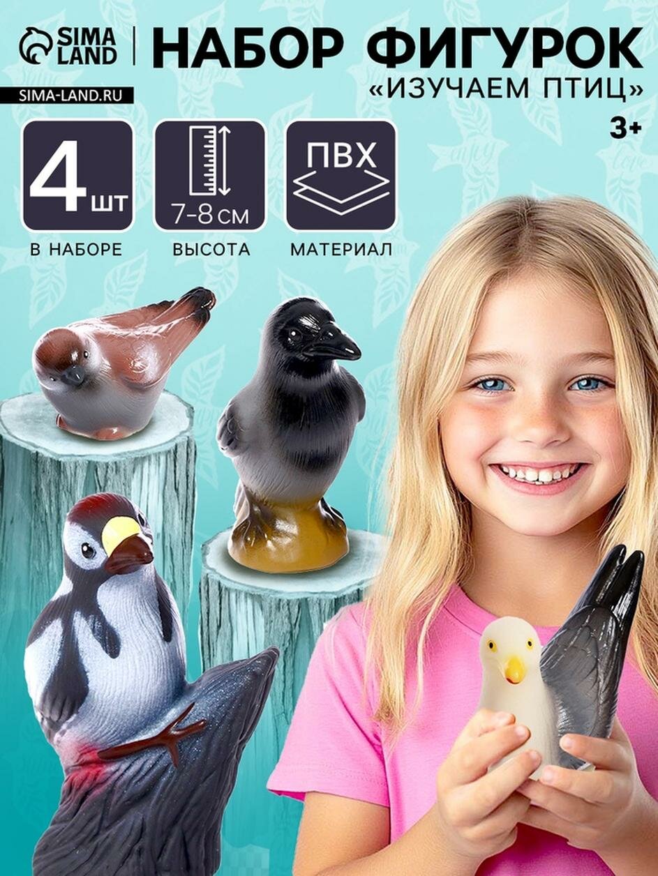 Набор фигурок Весна «Изучаем птиц», ПВХ, 4 шт, для ванной, от 3 лет