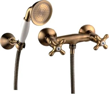 Смеситель для душа Lemark Vintage LM2803B с душевым гарнитуром, бронза, глянцевый, настенный, латунный, смеситель для ванны с душем
