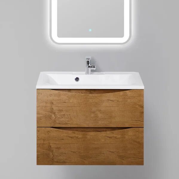 Тумба под раковину без столешницы BelBagno Marino 75 подвесная, светлое дерево, матовая, из МДФ, тумба для ванной, с ящиками, с доводчиками, лофт