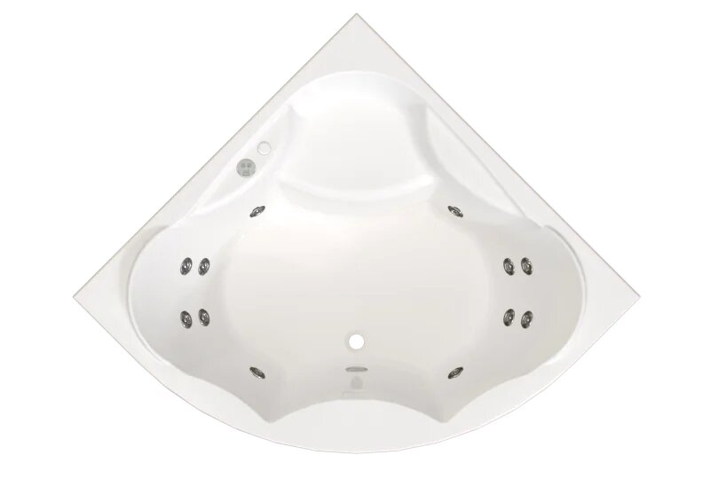 Акриловая ванна Radomir Сандра Релакс 150x150 см угловая, пристенная, с гидромассажем, белая, с каркасом, с экраном и сиденьем