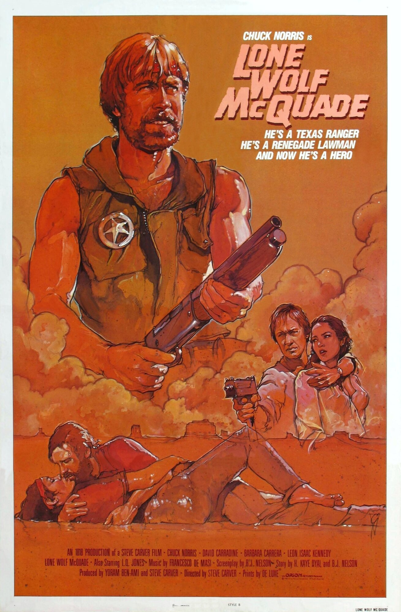 Плакат, постер Одинокий волк МакКуэйд 1983 (Lone Wolf McQuade) на бумаге, размер 30х42см