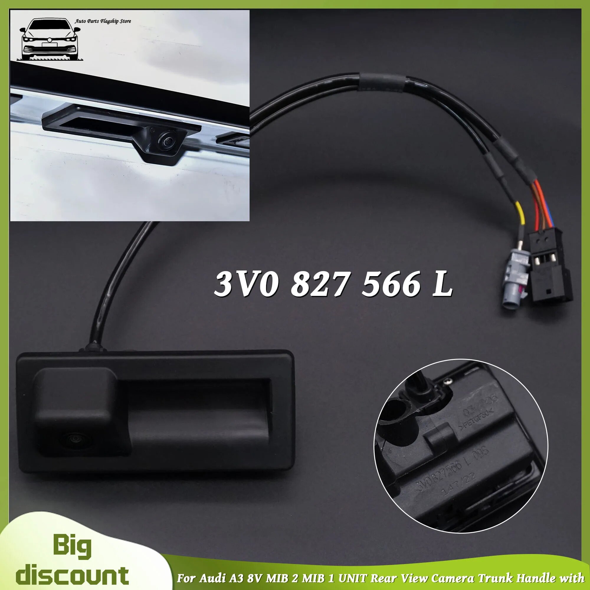Камера заднего вида, для Audi A4 B9 3V0 827 566 L Камера заднего вида с траекторией 3V0827566L, автомобильные аксессуары 1 set