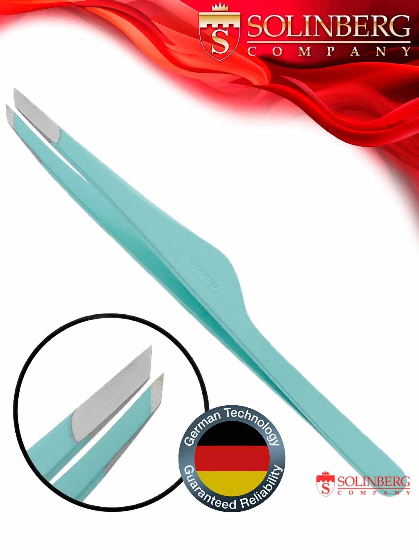 Пинцет для бровей Solinberg G803з, "Tiffany",(ручная заточка)наклонное окончание с четкими гранями.
