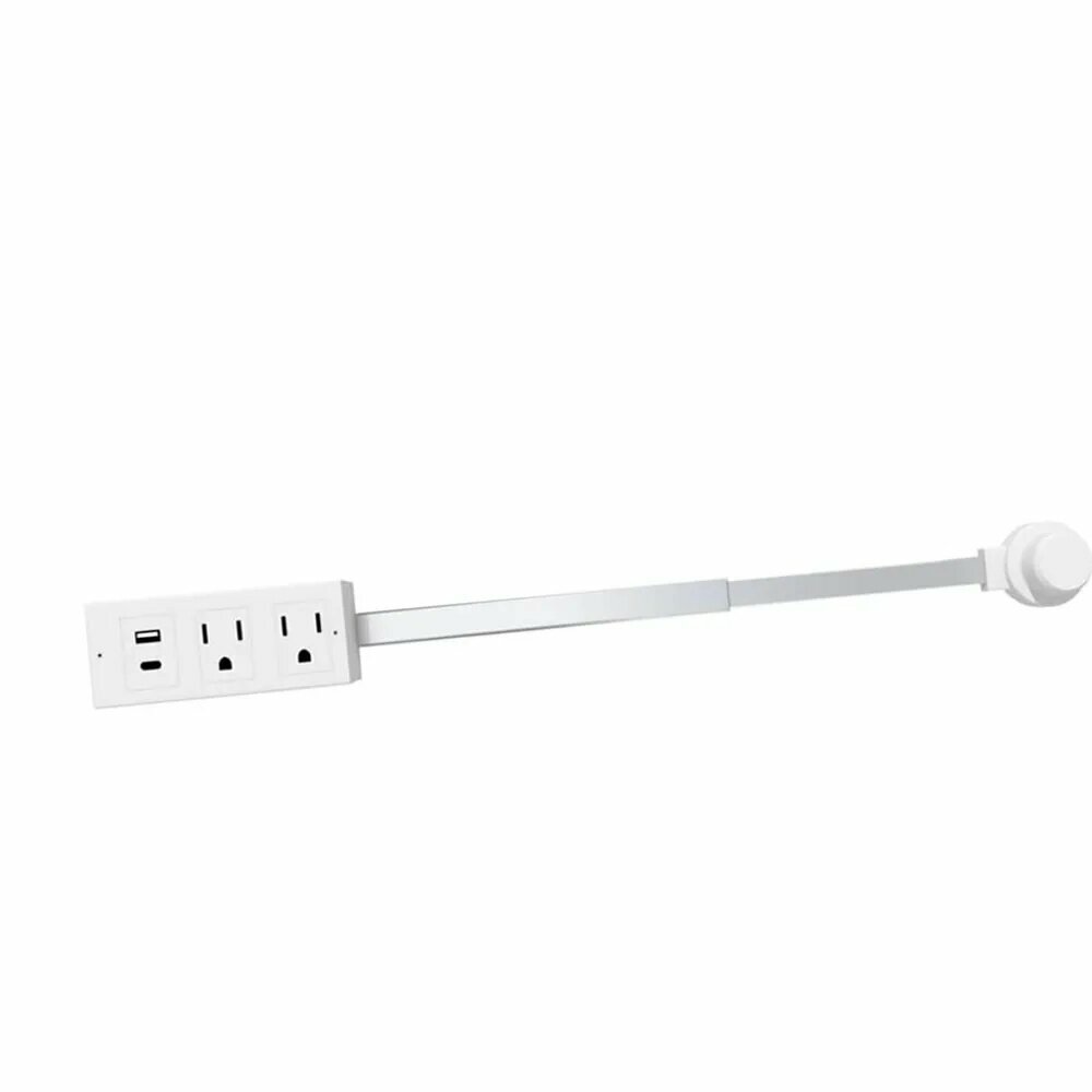 Электрический адаптер розеточный с розетками AC и портами USB-A Type-C, 2 розетки AC, поворот 180 градусов, длина 22-34 дюймов, предназначен для дивана и тумбы, белого цвета
