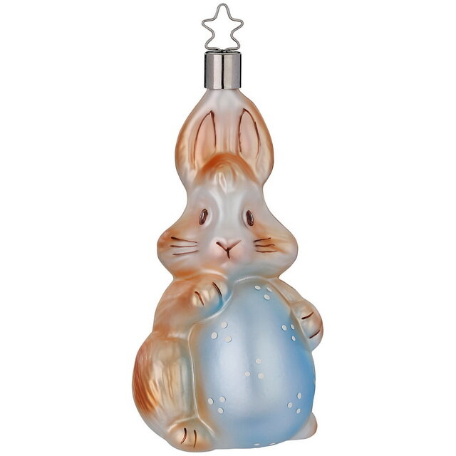 Стеклянная елочная игрушка Заяц Шуня 12 см, Inge Glas (Инге Глас), 10065S022