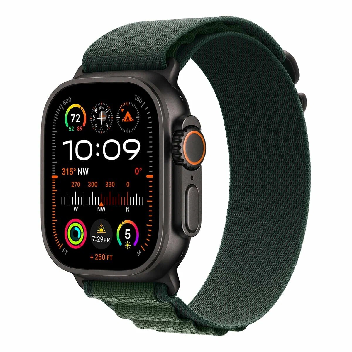 Умные часы Apple Watch Ultra 2 49 мм (2024) Natural Titanium Case GPS, Dark Green Alpine Loop, размер ремешка S