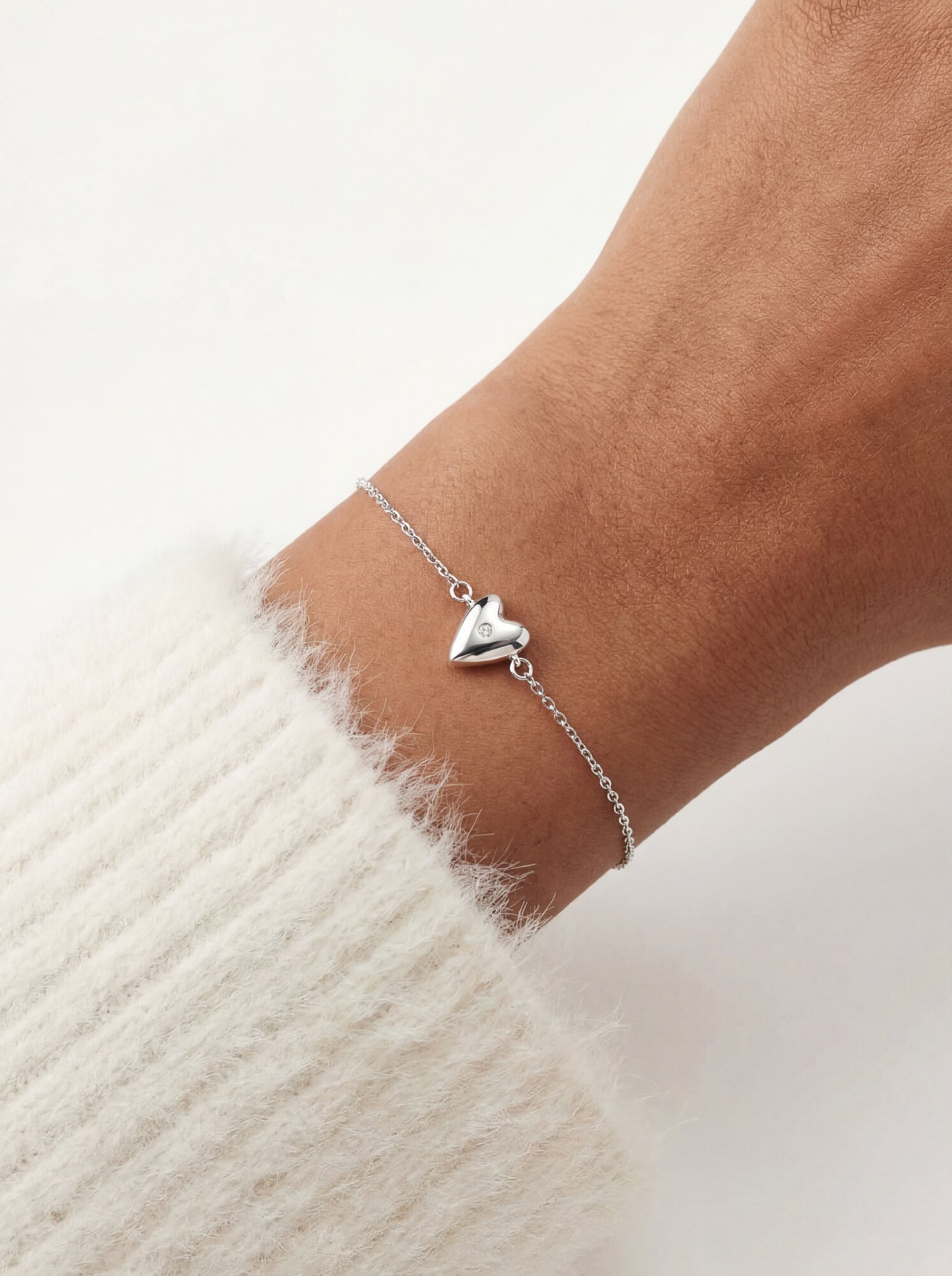 Браслет, серебро, 925 проба, родирование, фианит