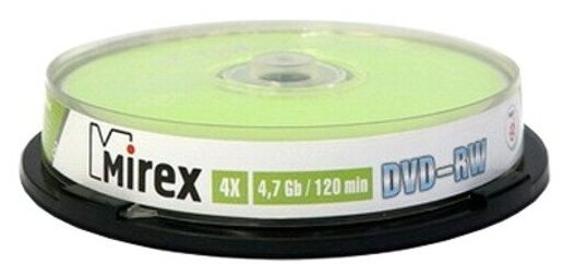 Оптический диск DVD-RW 4,7 Гб Mirex 4-ск. в туба 10шт. многократный