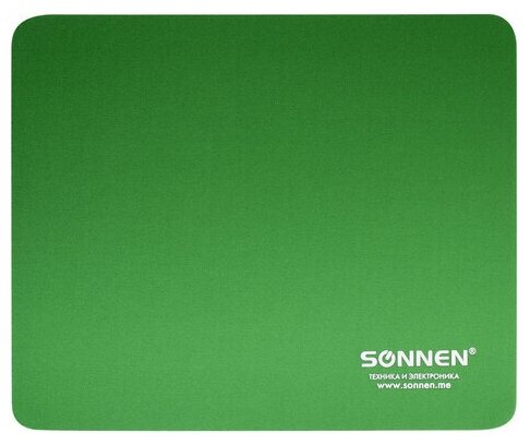 5 шт. Коврик для мыши SONNEN "GREEN", резина + ткань, 220х180х3 мм, 513305