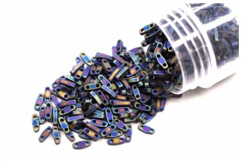 Бисер японский MIYUKI Quarter TILA #0401FR черный, матовый радужный непрозрачный, 5 грамм