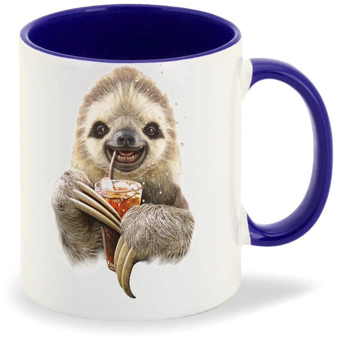 Кружка синий CoolPodarok Ленивец с колой