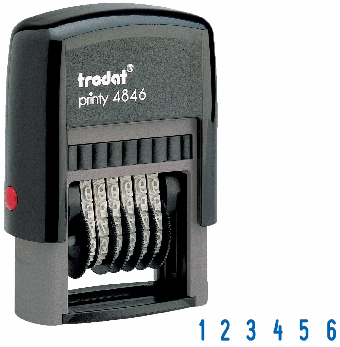 Нумератор 6-разрядный, оттиск 25х4 мм, синий, TRODAT 4846, корпус черный