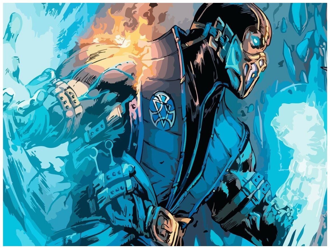 Картина по номерам на холсте игра Mortal Kombat (Саб-Зиро, Скорпион, Рептилия, Ниндзя) - 7813 Г 30x40