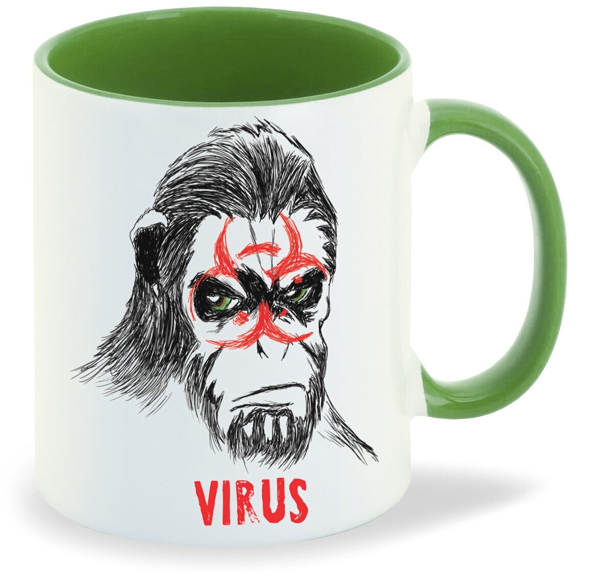 Кружка зеленый CoolPodarok Virus Обезьяна