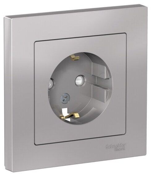 Розетка Systeme Electric (schneider Electric) SCHNEIDER ELECTRIC ATLASDESIGN 16А, в сборе, алюминий ATN000344