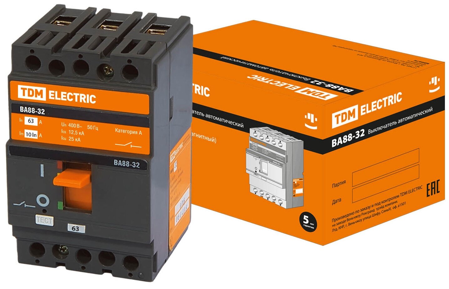 Автоматический выключатель ВА88-32 3Р 63А 25кА TDM SQ0707-0006 (1 шт.)